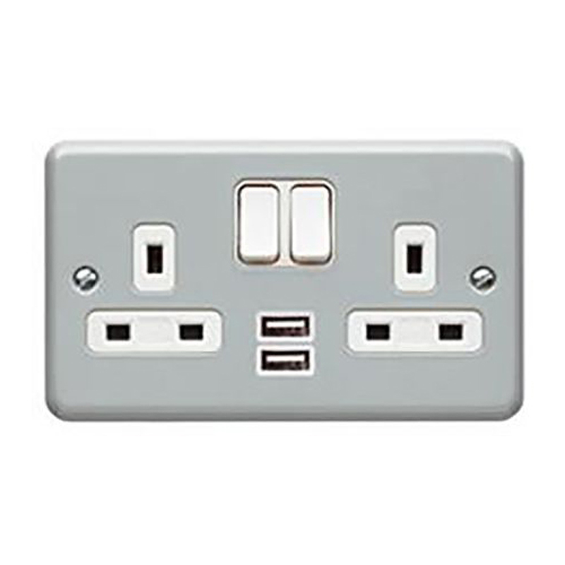 MK Metalclad Plus Dual Earth Switched Socket Outlet with 2 x USB 2-Gang ... MK Metalclad Plus Dual Earth Switched Socket Outlet with 2 x USB 2-Gang ...
