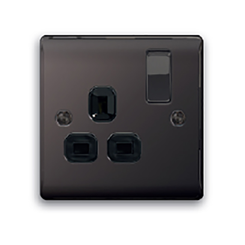 Newlec 1-Gang 2-Pole Raised Edged Socket Outlet Black Nickel/Black ... Newlec 1-Gang 2-Pole Raised Edged Socket Outlet Black Nickel/Black ...